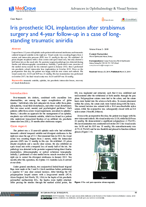 (PDF) Iris prosthetic IOL implantation after strabismus surgery and 4 ...