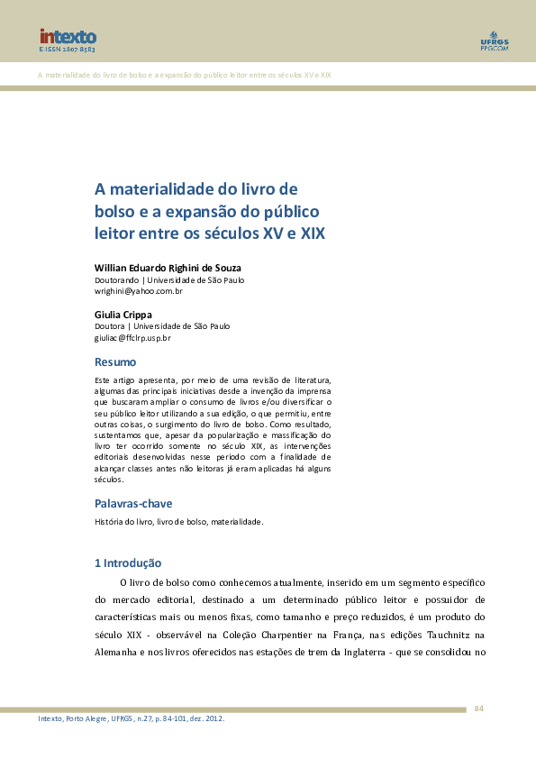 (PDF) A materialidade do livro e a expansão do público leitor entre os séculos XV e XIX