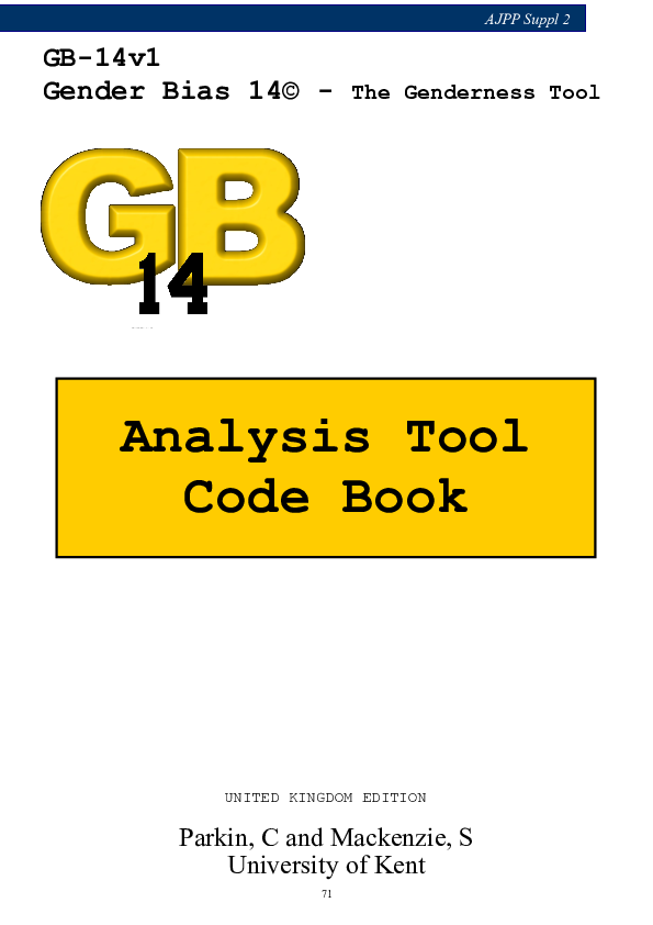 (PDF) GB14 Analysis Tool Code Book