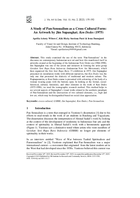 (PDF) A Study of Pan-Sensualism as a Cross-Cultural Form: An Artwork by ...