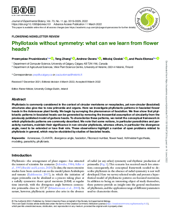 (PDF) Phyllotaxis without symmetry: what can we learn from flower heads?