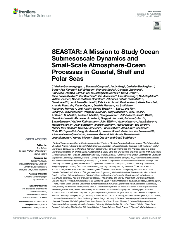 (PDF) SEASTAR: A Mission to Study Ocean Submesoscale Dynamics and Small ...