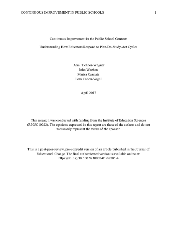 (PDF) Continuous improvement in the public school context ...