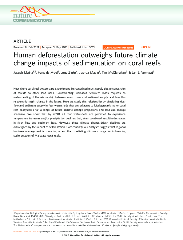 (PDF) Human deforestation outweighs future climate change impacts of ...