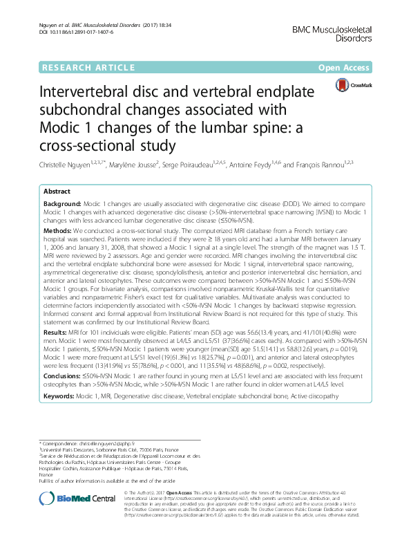 (PDF) Intervertebral disc and vertebral endplate subchondral changes ...