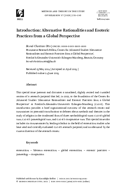 (PDF) Special Issue: Alternative Rationalities and Esoteric Practices ...