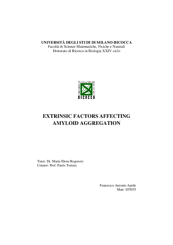 (PDF) Extrinsic Factors Affecting Amyloid Aggregation