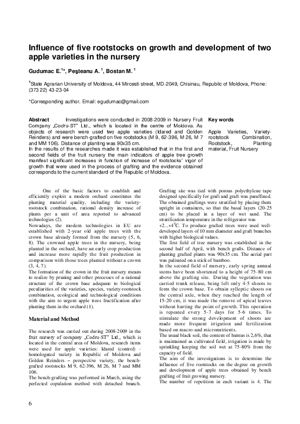 (PDF) Influence of five rootstocks on growth and development of two ...