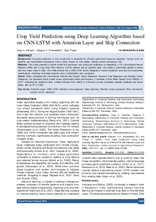 (PDF) Crop Yield Prediction using Deep Learning Algorithm based on CNN ...