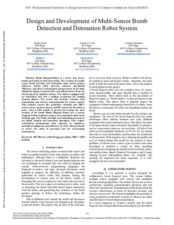(PDF) Design and Development of Multi-Sensor Bomb Detection and ...
