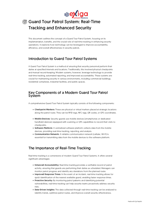 (PDF) Guard Tour Patrol System: Real-Time Tracking and Enhanced Security