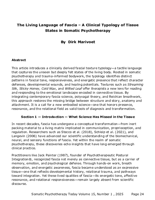 (PDF) The Living Language of Fascia -A Clinical Typology of Tissue ...