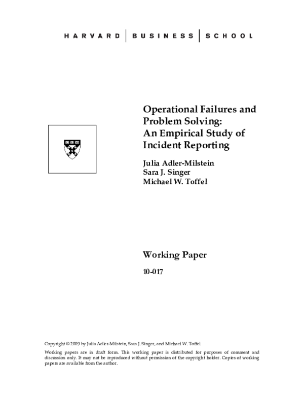 (PDF) Operational Failures and Problem Solving: An Empirical Study of ...