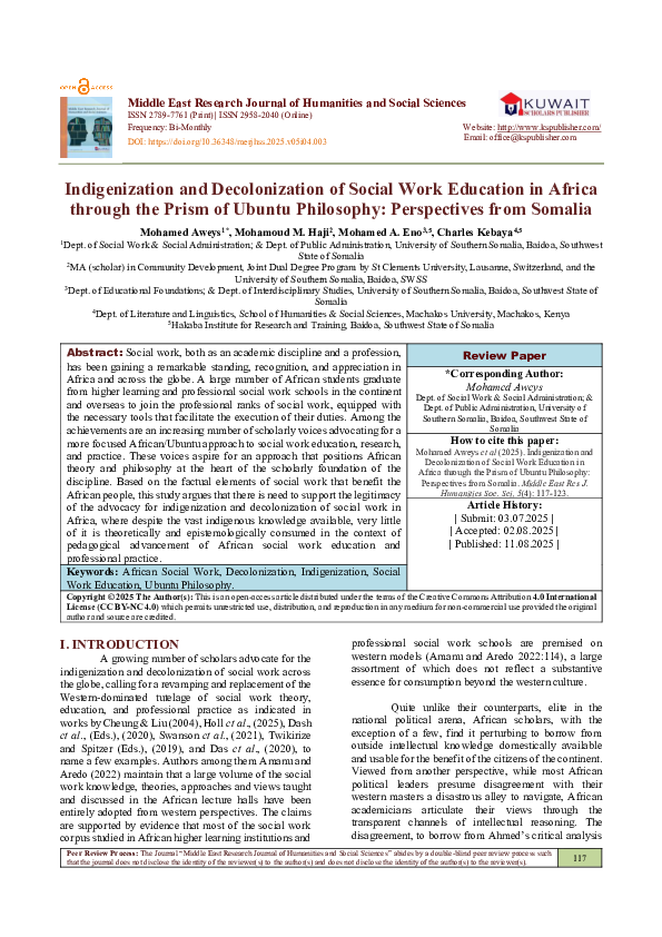 (PDF) Indigenization and Decolonization of Social Work in Africa