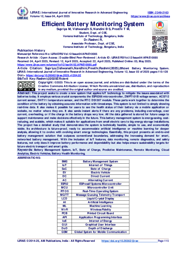 (PDF) Efficient Battery Monitoring System