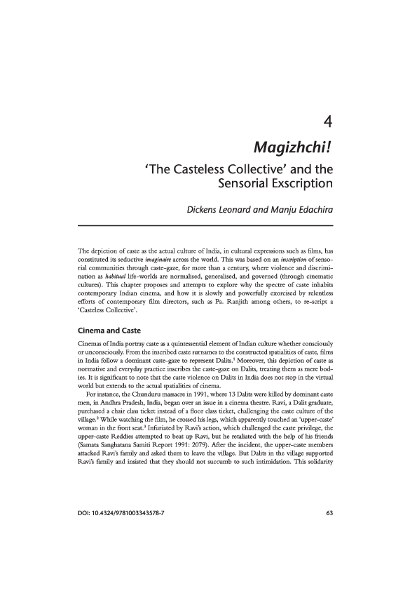 (PDF) Magizhchi! ‘The Casteless Collective’ and the Sensorial Exscription