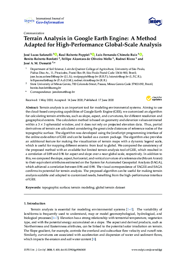 (PDF) Terrain Analysis in Google Earth Engine: A Method Adapted for High-Performance Global ...