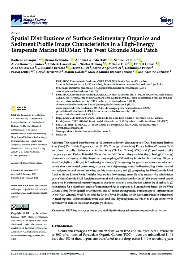 (PDF) Spatial Distributions of Surface Sedimentary Organics and ...