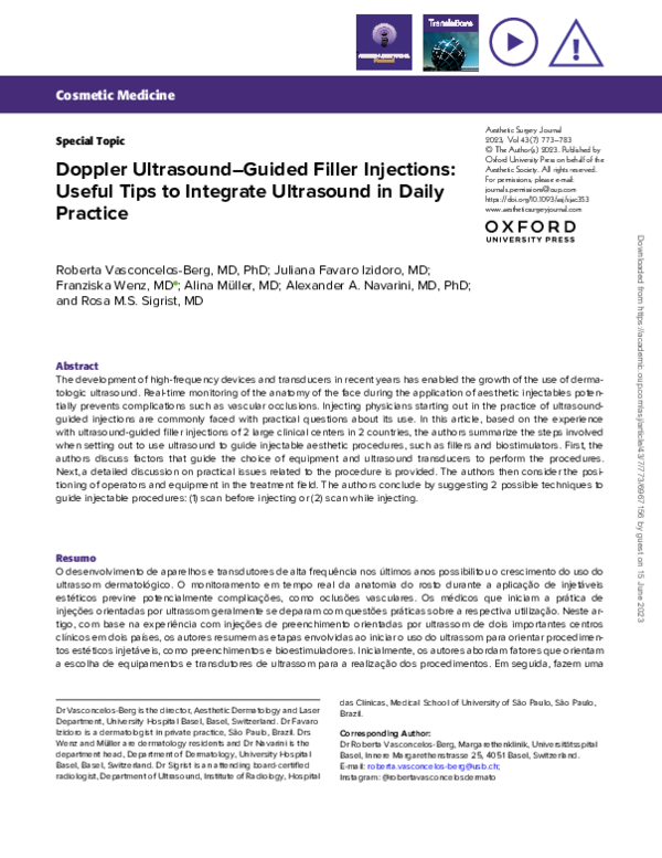 (PDF) Doppler Ultrasound–Guided Filler Injections: Useful Tips to ...