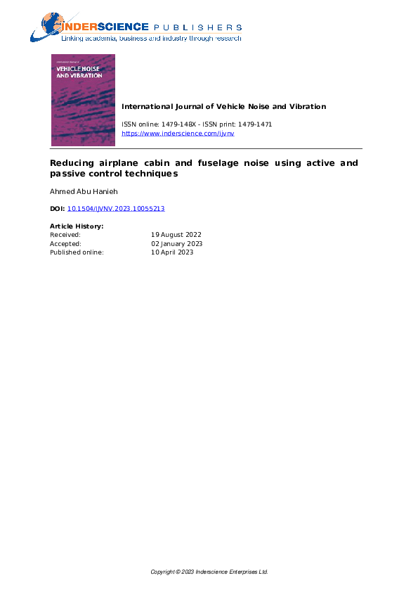 (PDF) Reducing airplane cabin and fuselage noise using active and ...