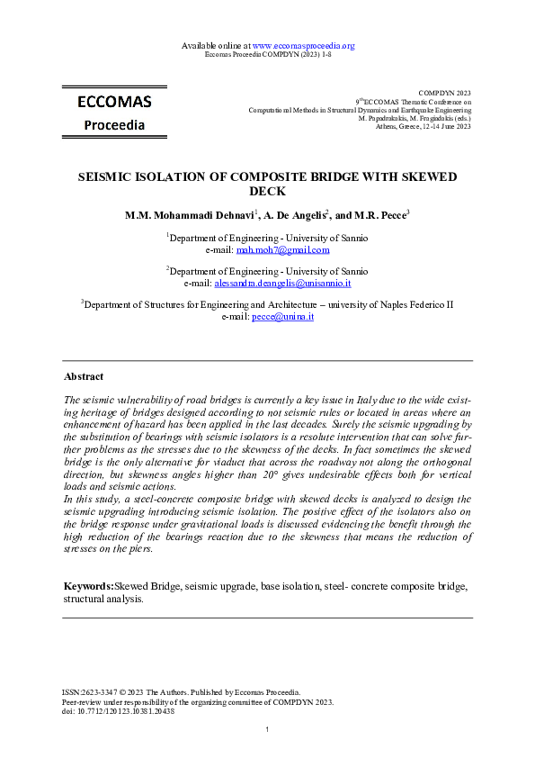 (PDF) Seismic Isolation of Composite Bridge with Skewed Deck