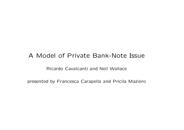 (PDF) A Model of Private Bank-Note Issue
