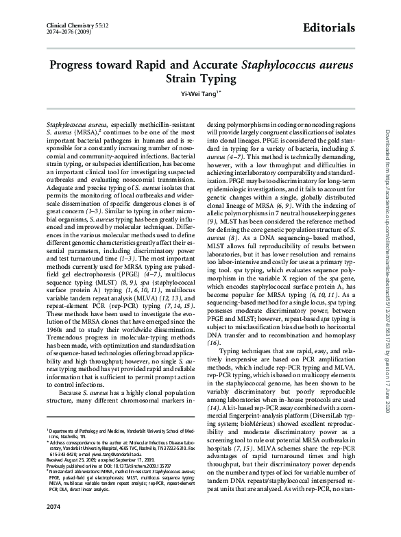 (PDF) Progress toward Rapid and Accurate Staphylococcus aureus Strain ...