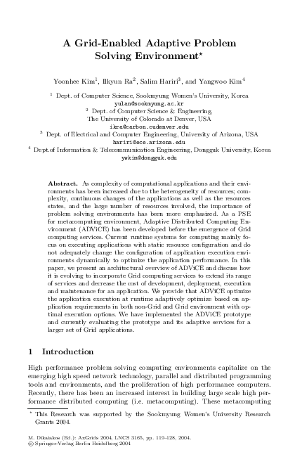 (PDF) A Grid-Enabled Adaptive Problem Solving Environment