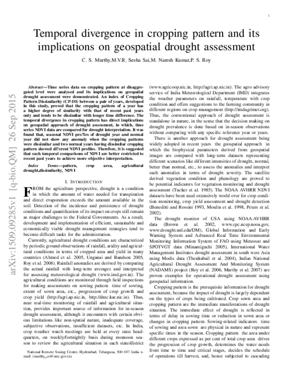 (PDF) Temporal divergence in cropping pattern and its implications on ...