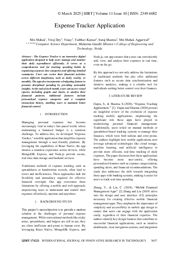 (PDF) Expense Tracker Application