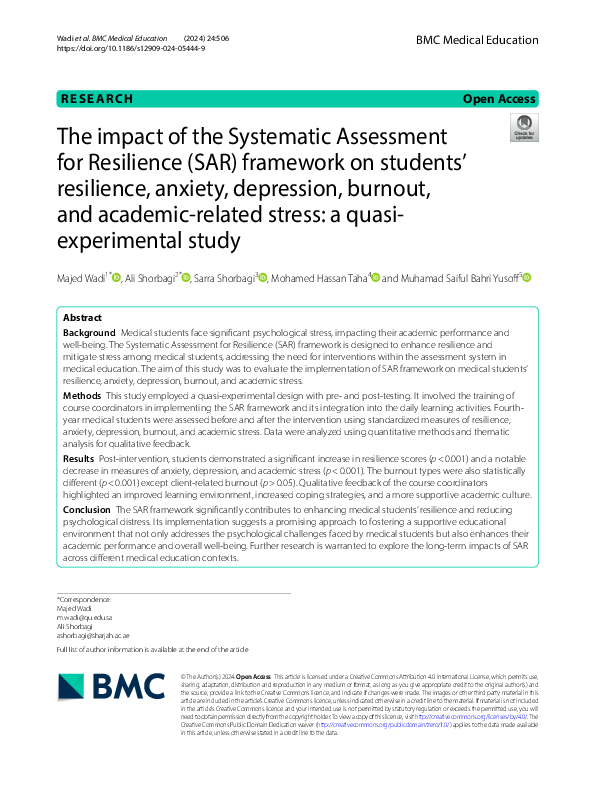 (PDF) The impact of the Systematic Assessment for Resilience (SAR ...