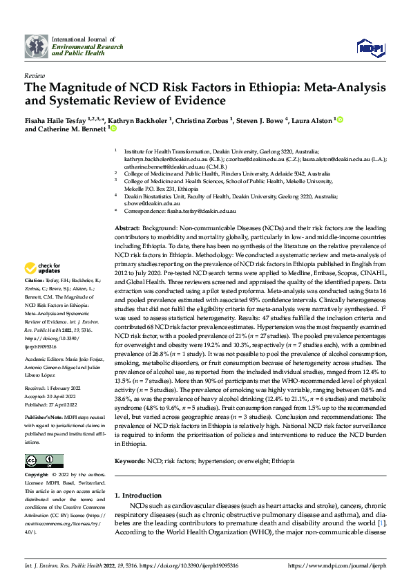 (PDF) The Magnitude of NCD Risk Factors in Ethiopia: Meta-Analysis and ...