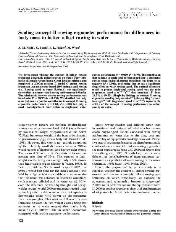 (PDF) Scaling concept II rowing ergometer performance for differences ...