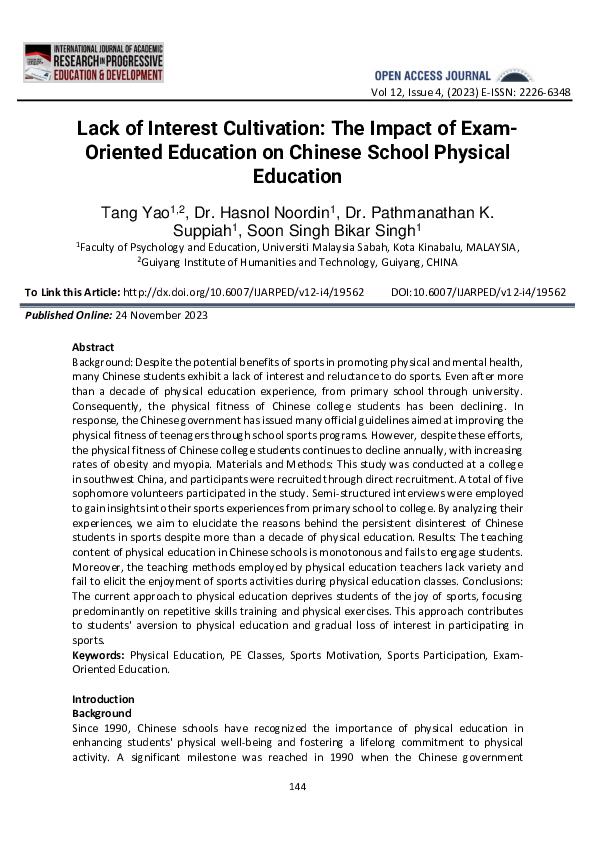 (PDF) Lack of Interest Cultivation: The Impact of Exam-Oriented ...