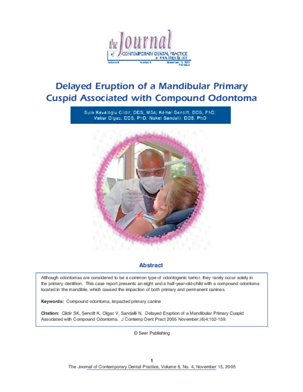 (PDF) Delayed Eruption of a Mandibular Primary Cuspid Associated with ...