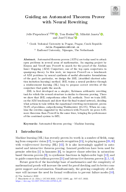 (PDF) Guiding an Automated Theorem Prover with Neural Rewriting