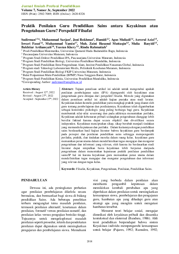 (PDF) Praktik Penilaian Guru Pendidikan Sains antara Keyakinan atau ...