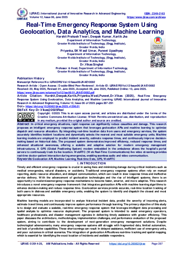 (PDF) Real-Time Emergency Response System Using Geolocation, Data ...