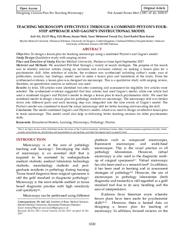 (PDF) Teaching Microscopy Effectively Through a Combined Peyton’s ...