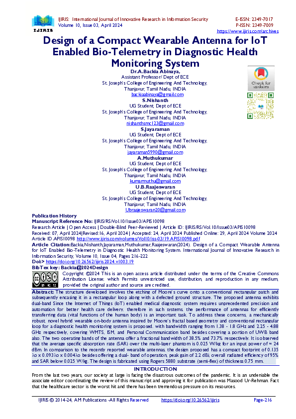 (PDF) Design of a Compact Wearable Antenna for IoT Enabled Bio-Telemetry in Diagnostic Health ...