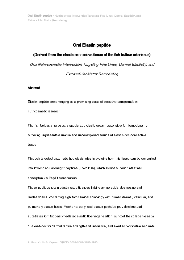 (PDF) Oral Elastin peptide (Derived from the elastic connective tissue ...