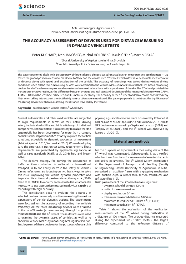 (PDF) The Accuracy Assessment of Devices Used for Distance Measuring in ...
