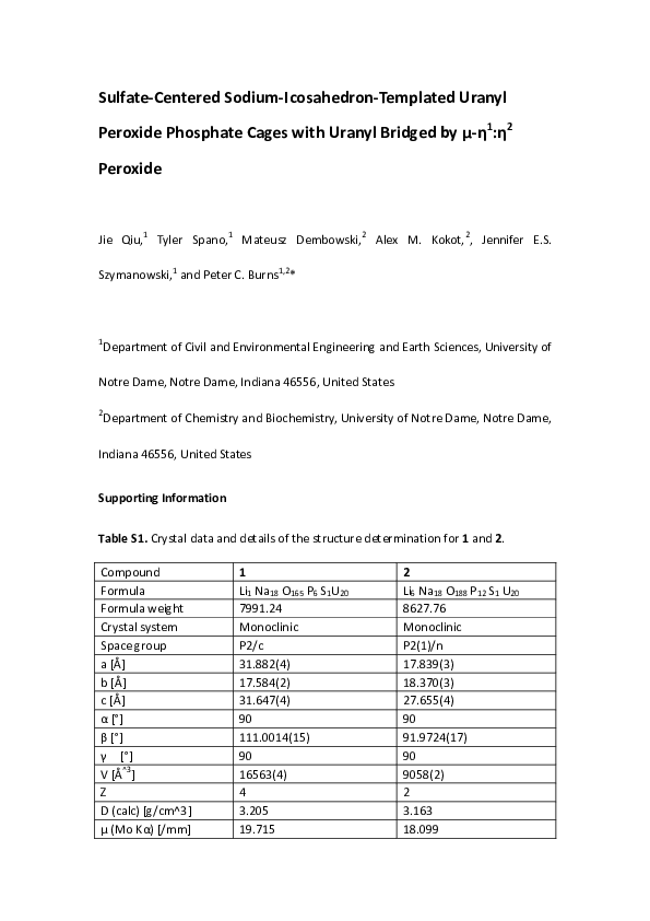 (PDF) Sulfate-Centered Sodium-Icosahedron-Templated Uranyl Peroxide ...