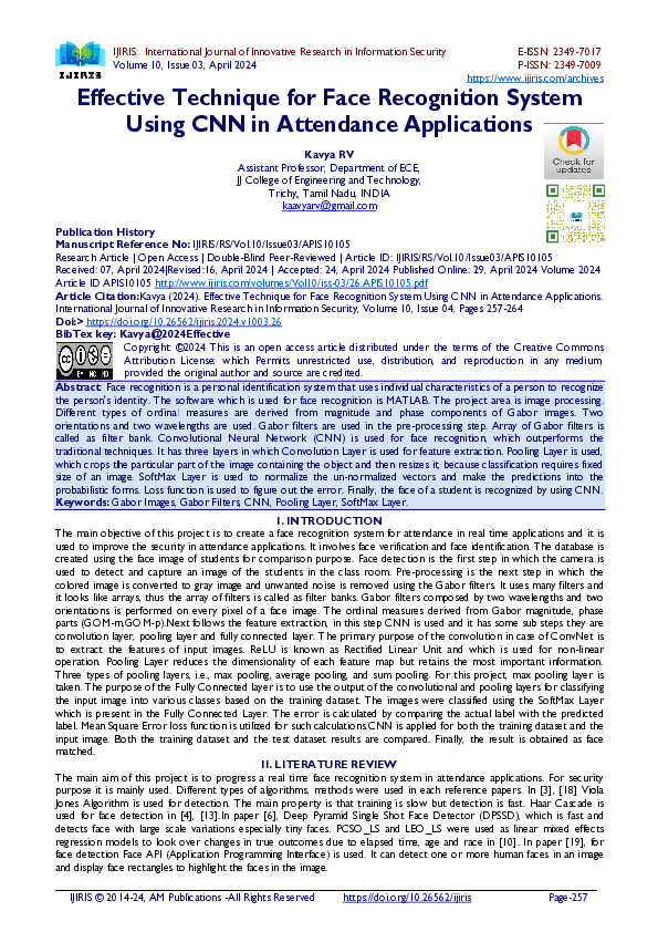 (PDF) Effective Technique for Face Recognition System Using CNN in ...