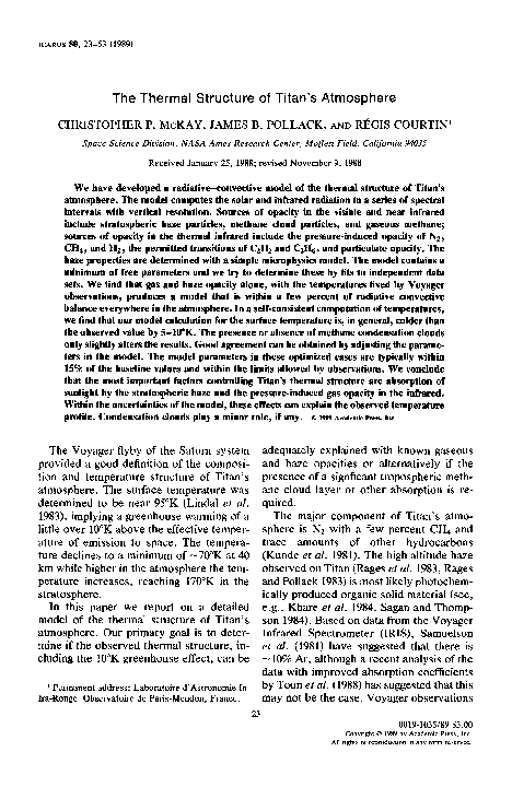 (PDF) The thermal structure of Titan's atmosphere