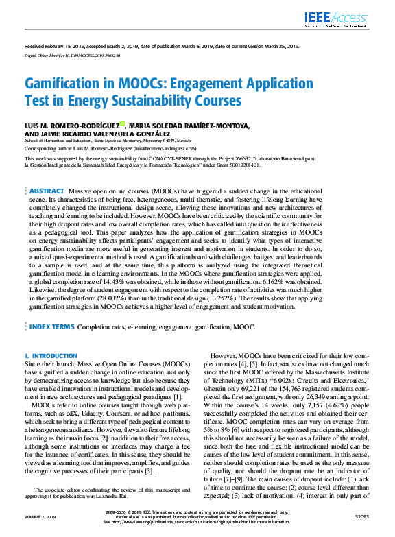 (PDF) Gamification in MOOCs: Engagement Application Test in Energy ...