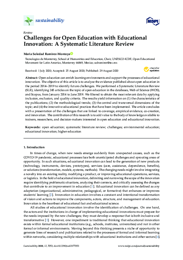 (PDF) Challenges for Open Education with Educational Innovation: A ...