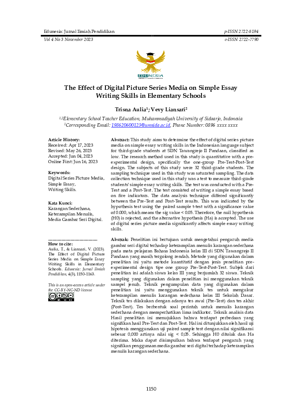 (PDF) The Effect of Digital Picture Series Media on Simple Essay ...