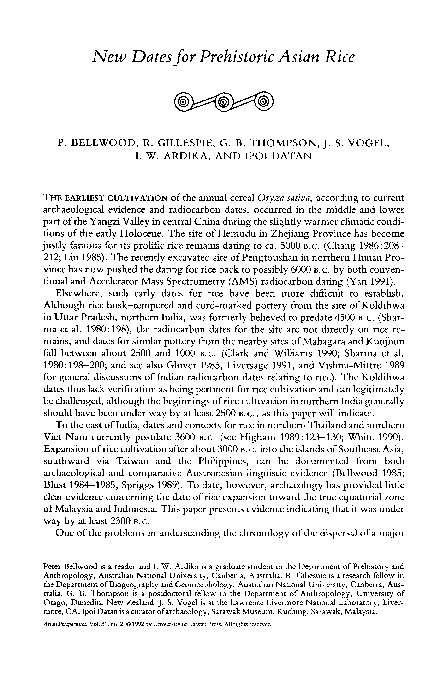 (PDF) New dates for prehistoric Asian rice