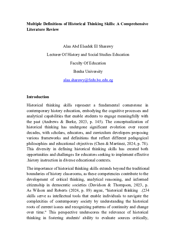 (PDF) Multiple Definitions of Historical Thinking Skills: A ...